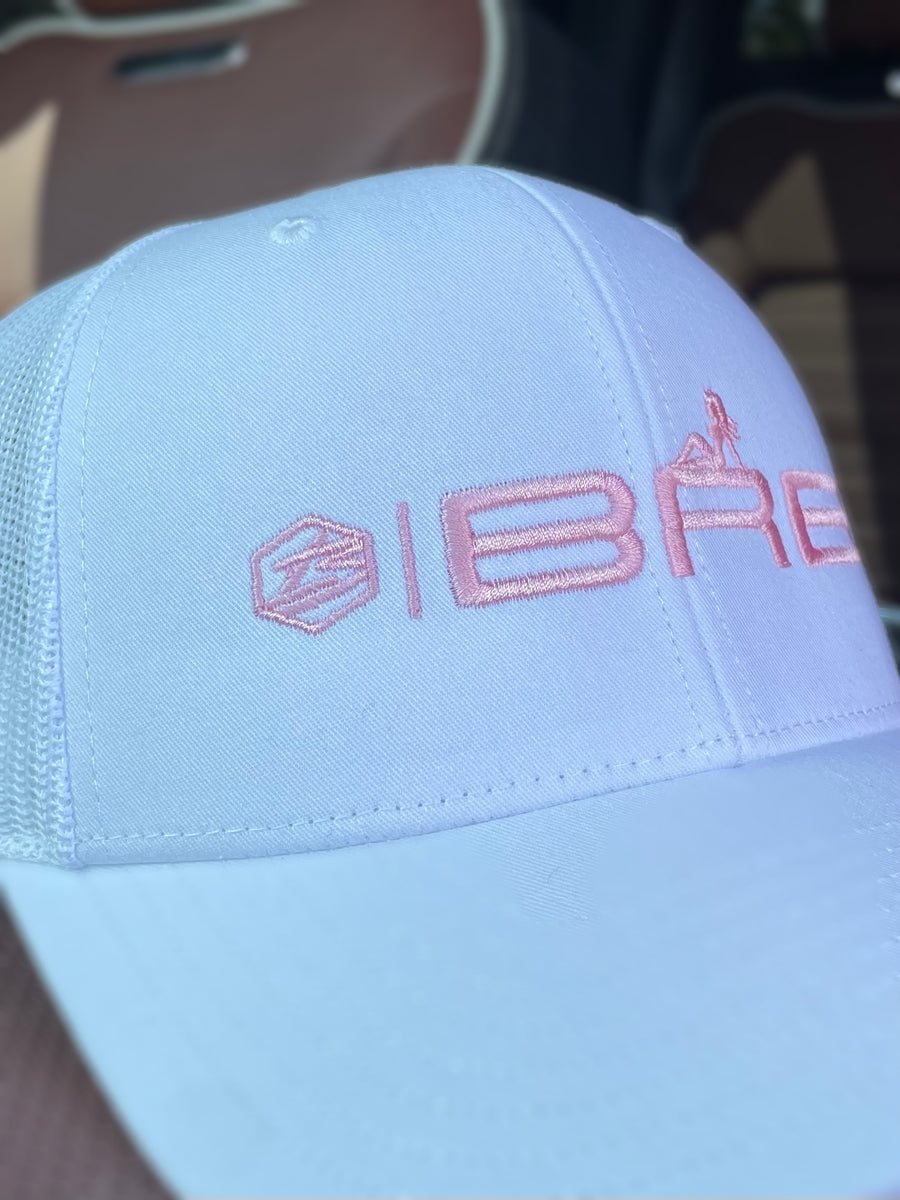 White & Pink BRB Trucker Hat – The Big Rig Barbie