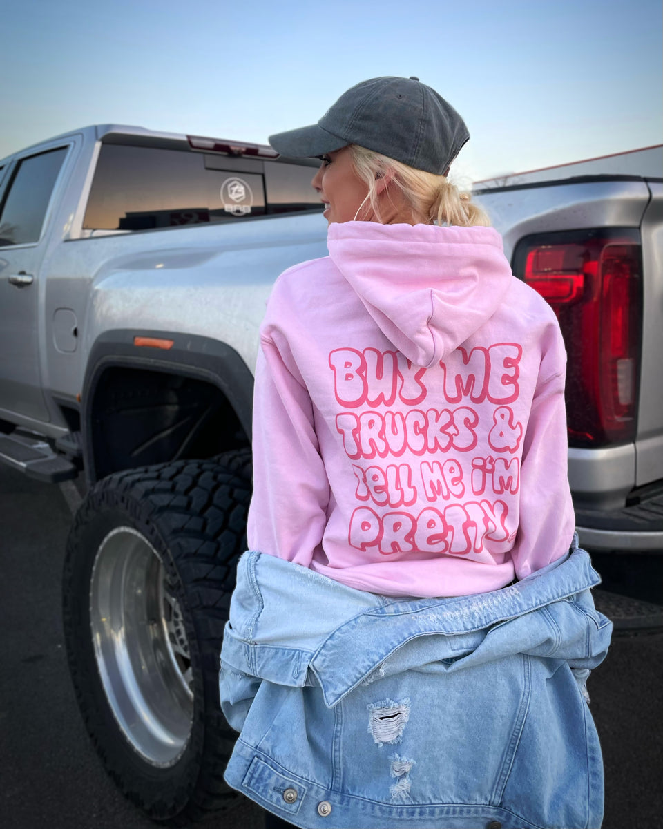 "Buy Me Trucks.." Hoodie – The Big Rig Barbie